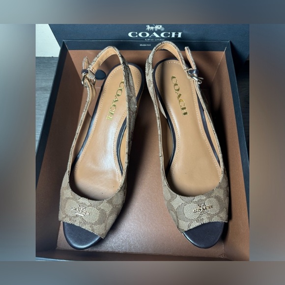 Coach | Shoes | Coach Signature Ferry Monogram Tansmoke Peep ...